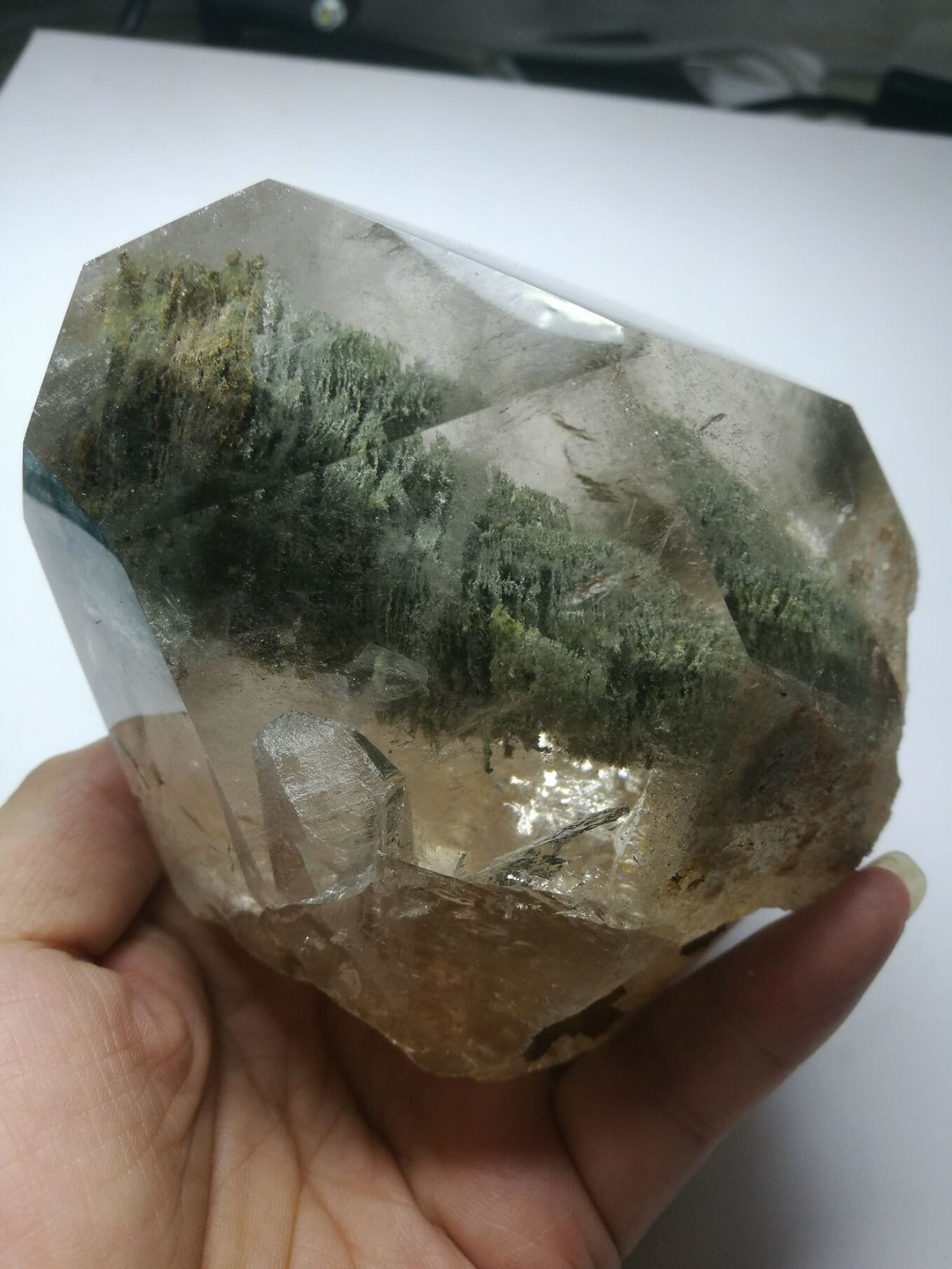 Natural Clear Green Phantom 6 Sided Crystal Quartz Point 3.46 Inch ...