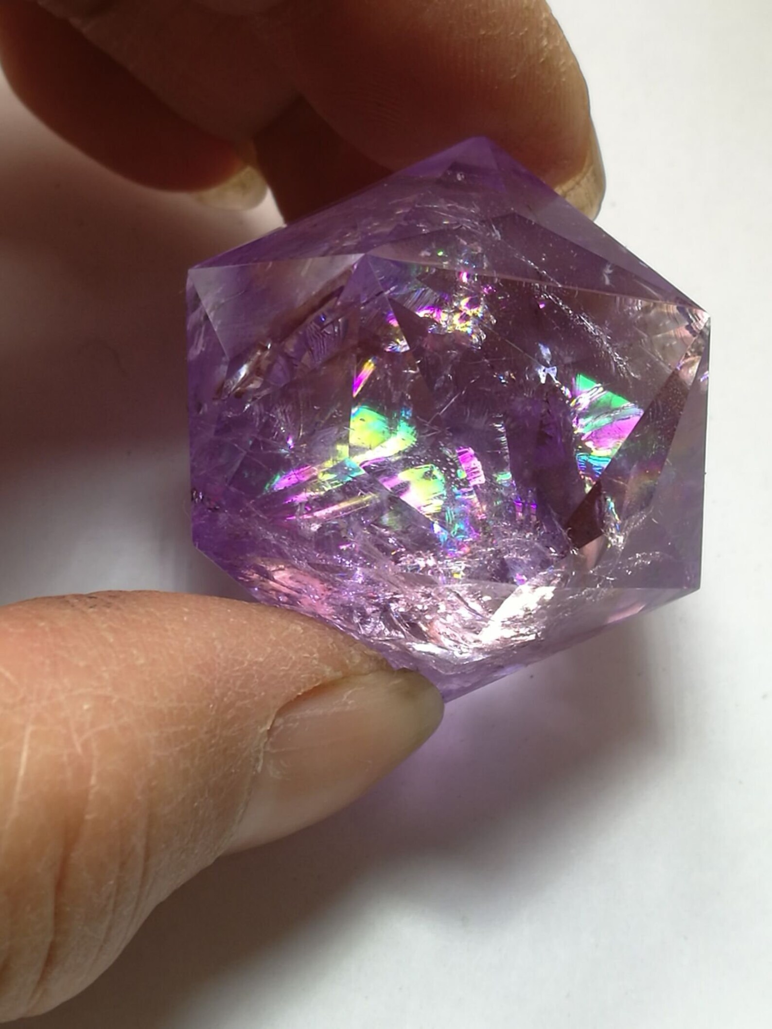 Natural Purple Amethyst Crystal Rainbow Quartz 60 Sided - Etsy