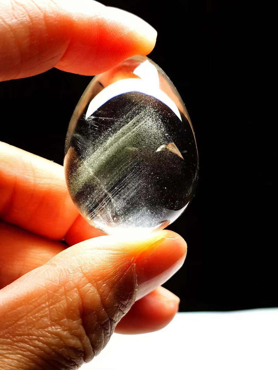 Natural Clear Phantom Crystal Quartz Oval 1.37 Inch Master Healing ...