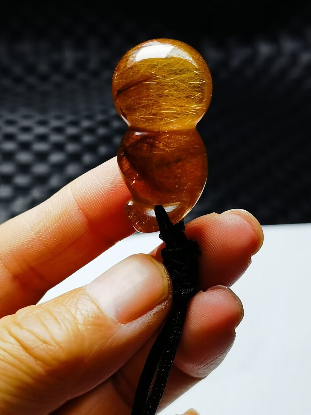 Natural Clear Gold Rutilated Crystal Quartz Gourd Calabash Pendant 1.33 ...