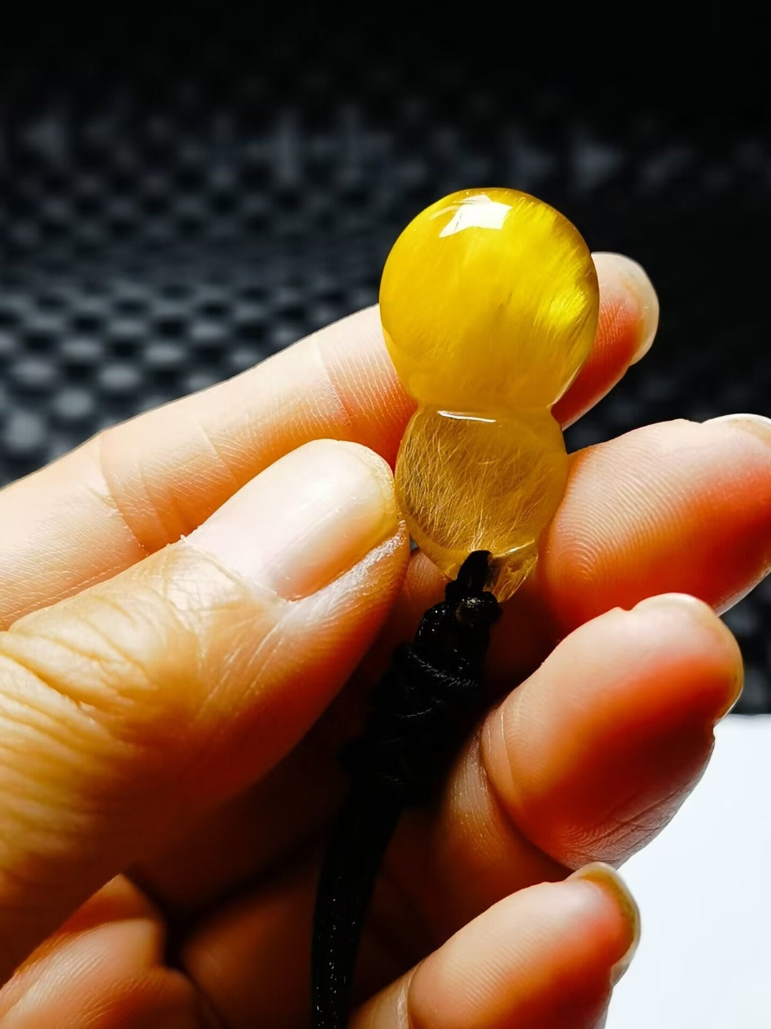 Natural Clear Gold Rutilated Crystal Quartz Gourd Calabash Pendant 1.1 ...