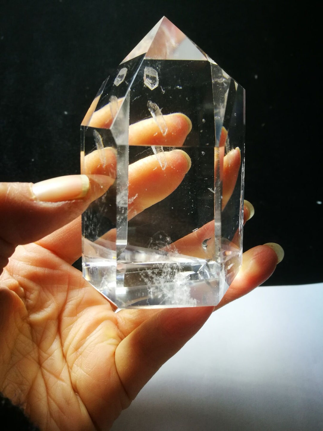 Natural Water Clear Crystal Quartz 6 Sided Point 3.34 Inch Healing ...