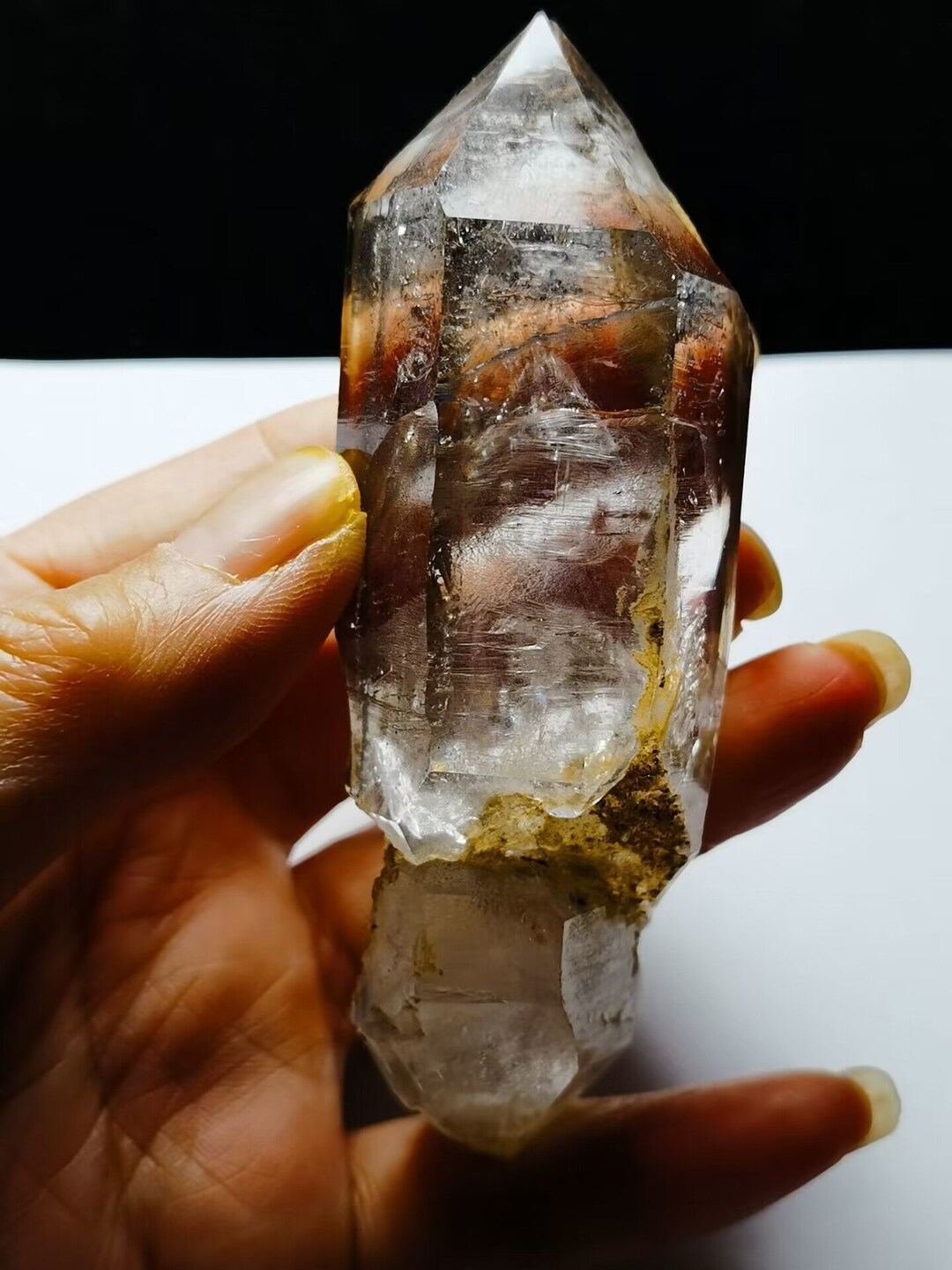 Natural Water Clear Rainbow Scepter Crystal Quartz Point Rough 3.7 Inch ...