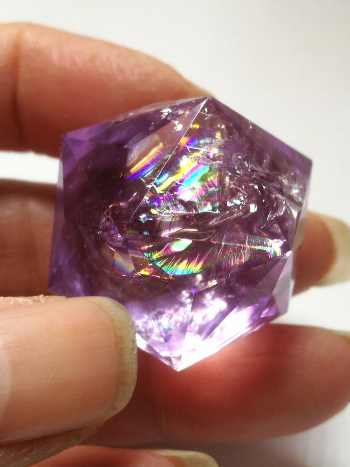 Natural Purple Amethyst Crystal Rainbow Quartz 60 Sided - Etsy