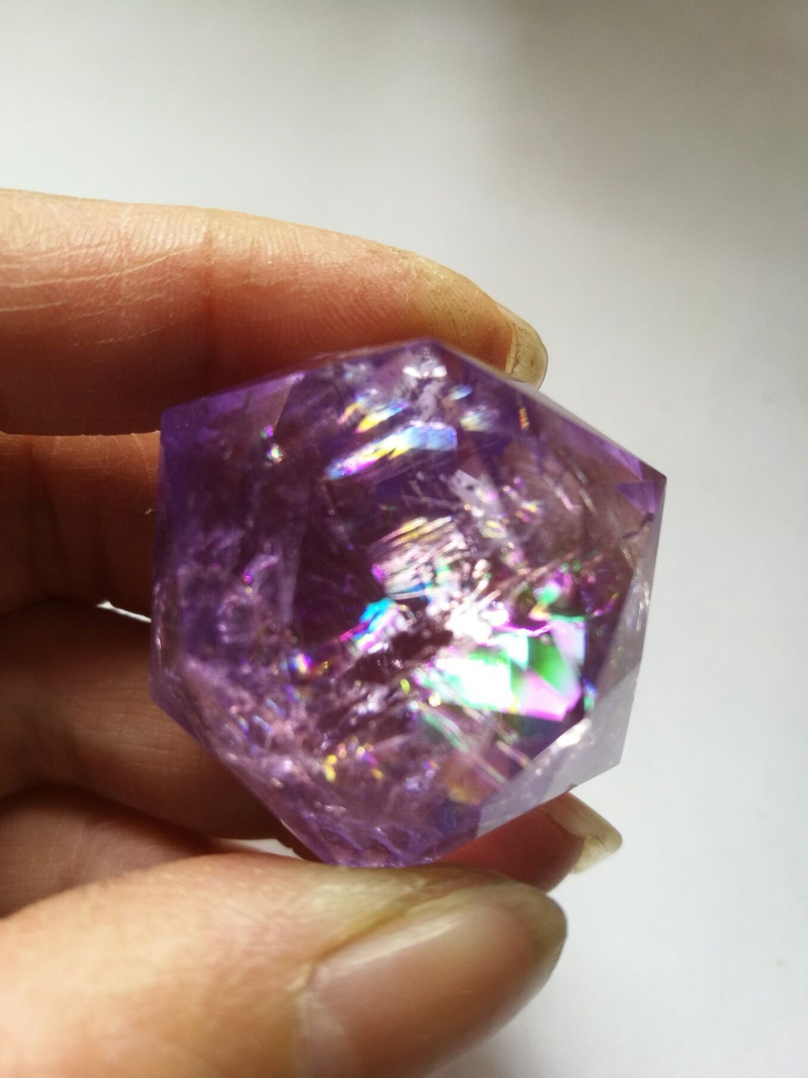 Natural Purple Amethyst Crystal Rainbow Quartz 60 Sided - Etsy
