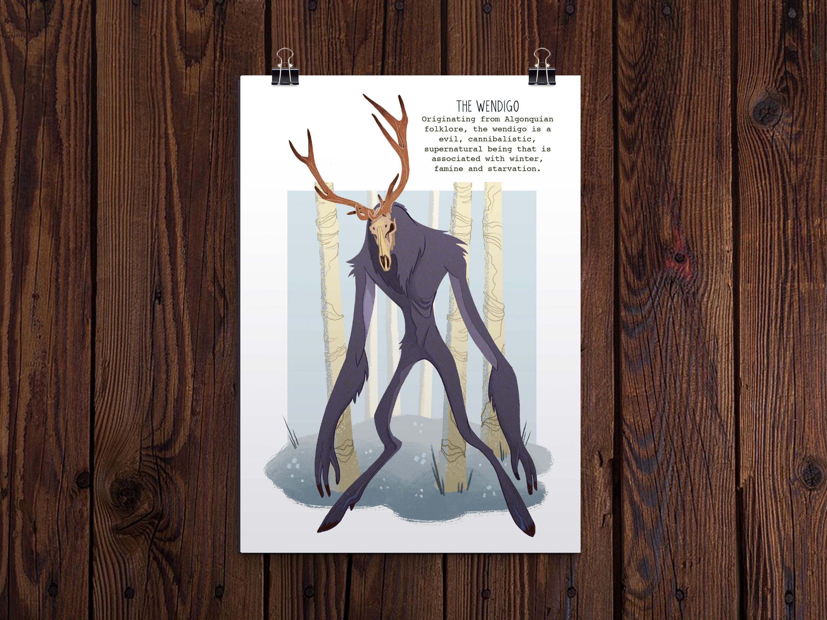 The Wendigo Cryptid Print Etsy