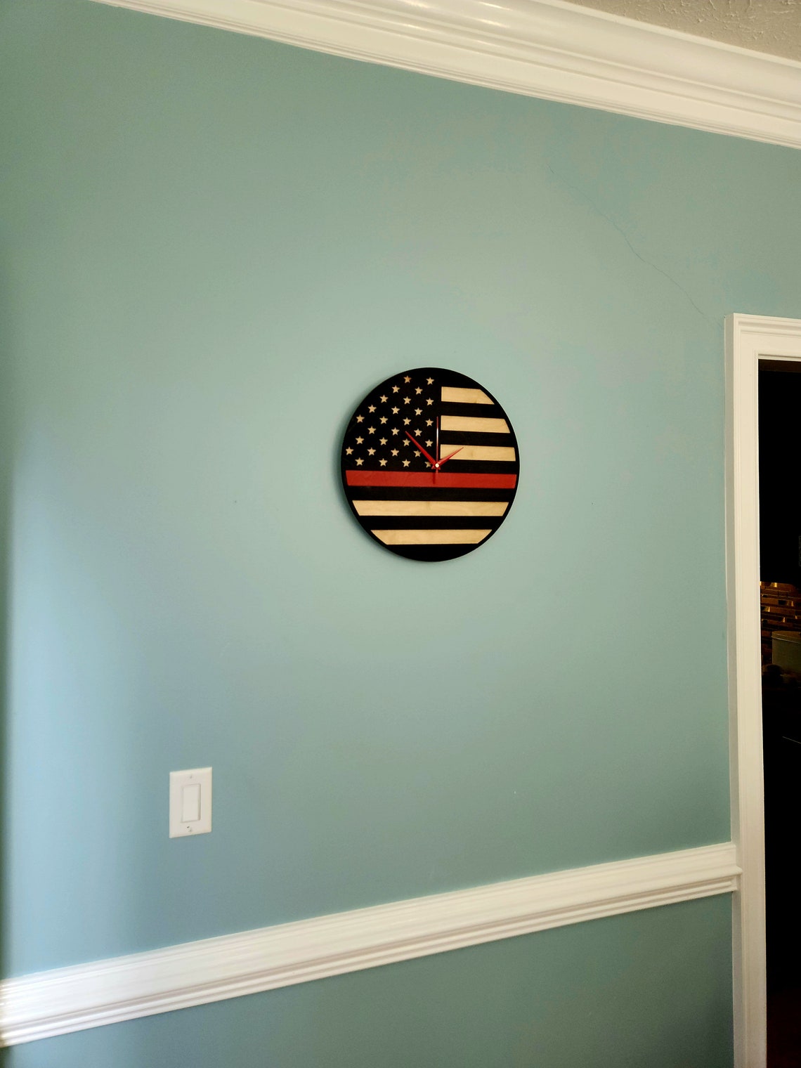 Police, Firefighter, Military Clock, Patriotic Gift for Him, Wood Flag ...