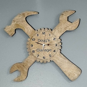Tool Clock Laser Engraved Rustic Clock, Fully Customizable Text, Gift ...