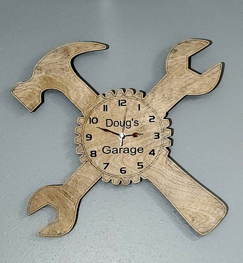 Tool Clock Laser Engraved Rustic Clock, Fully Customizable Text, Gift ...
