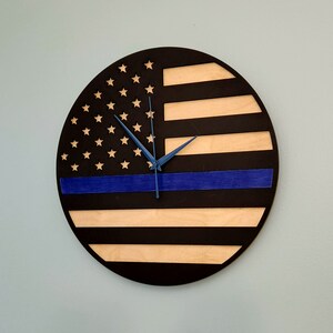 Police, Firefighter, Military Clock, Patriotic Gift for Him, Wood Flag ...
