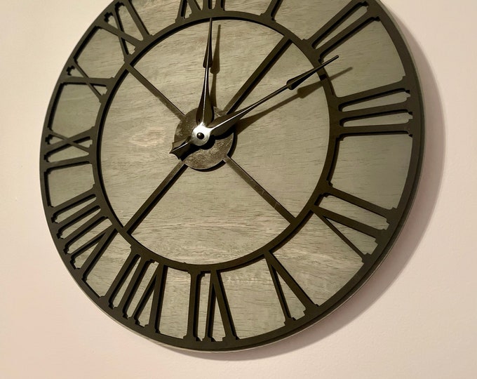 Metal Wall Clock With Bronze Roman Numbers, Modern Large Wall Clock ...