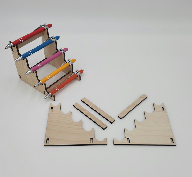 5 Tier Pen Stand SVG Laser Cut Files Pencil Stand - Etsy UK