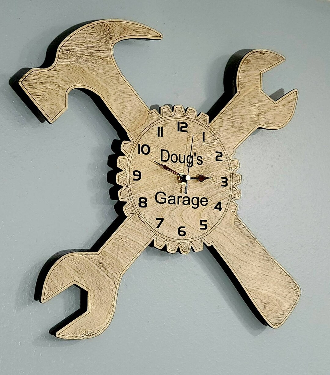 Tool Clock Laser Engraved Rustic Clock, Fully Customizable Text, Gift ...