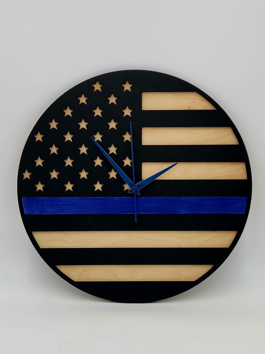 Police, Firefighter, Military Clock, Patriotic Gift for Him, Wood Flag ...