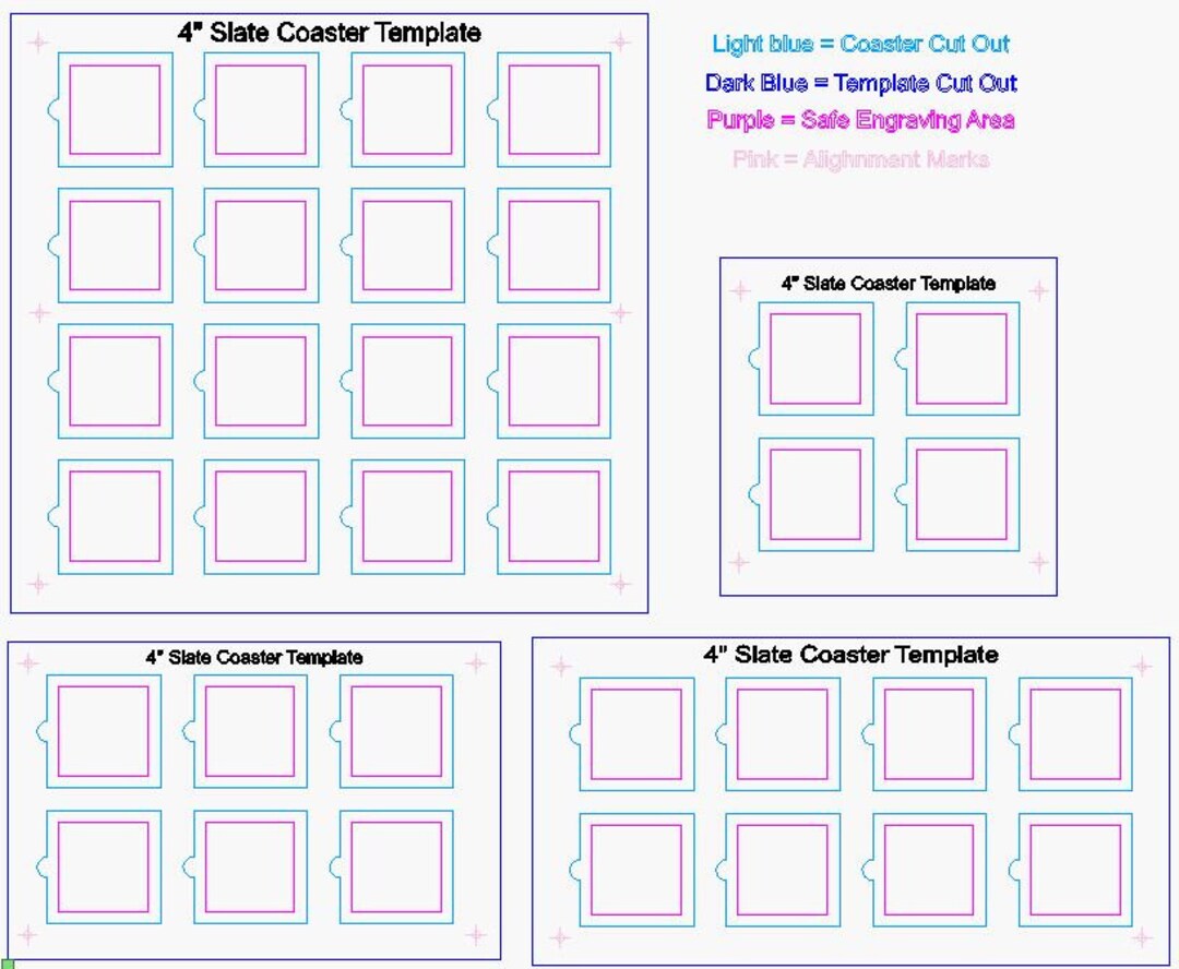 4 Inch Slate Coaster Jig, 4 Templates Included, Alignment for Engraving ...