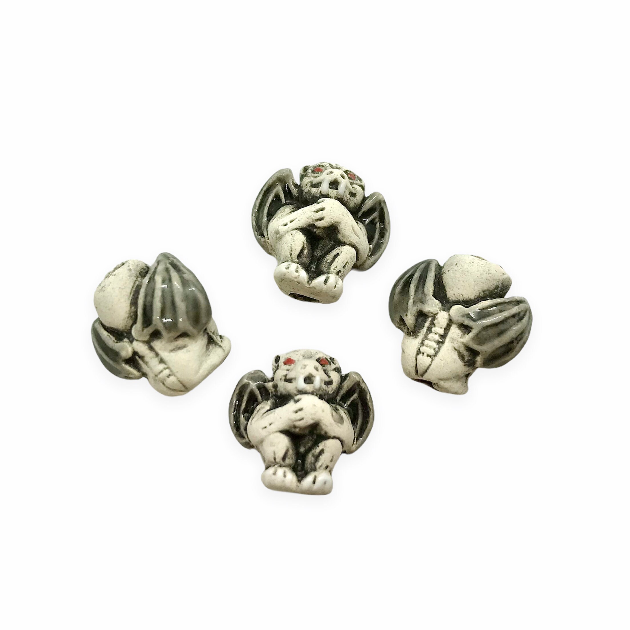 4pc Hand Painted Ceramic Winged Gargoyle Beads Charms Vertical - Etsy
