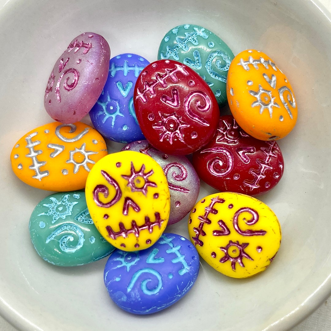 Voodoo Zombie Skull Beads 12pc 16x13 Czech Glass Halloween Yyy Iptv - Etsy