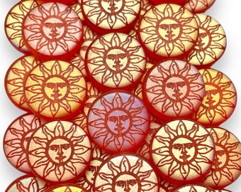 8pc Laser Tattoo Smiling Sun Face Coin Beads Orange AB 14mm - Etsy