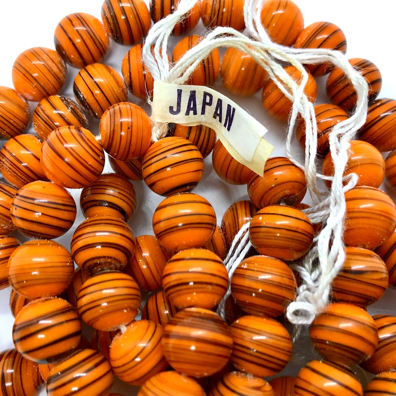 10pc Vintage Japan Halloween Round Beads Black & Orange Swirl - Etsy