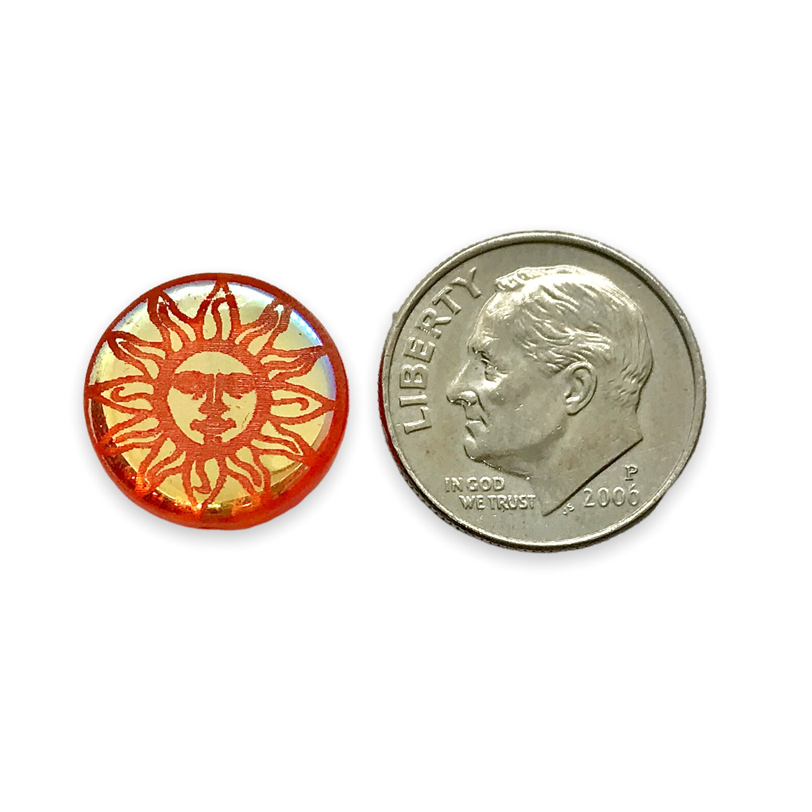 8pc Laser Tattoo Smiling Sun Face Coin Beads Orange AB 14mm - Etsy