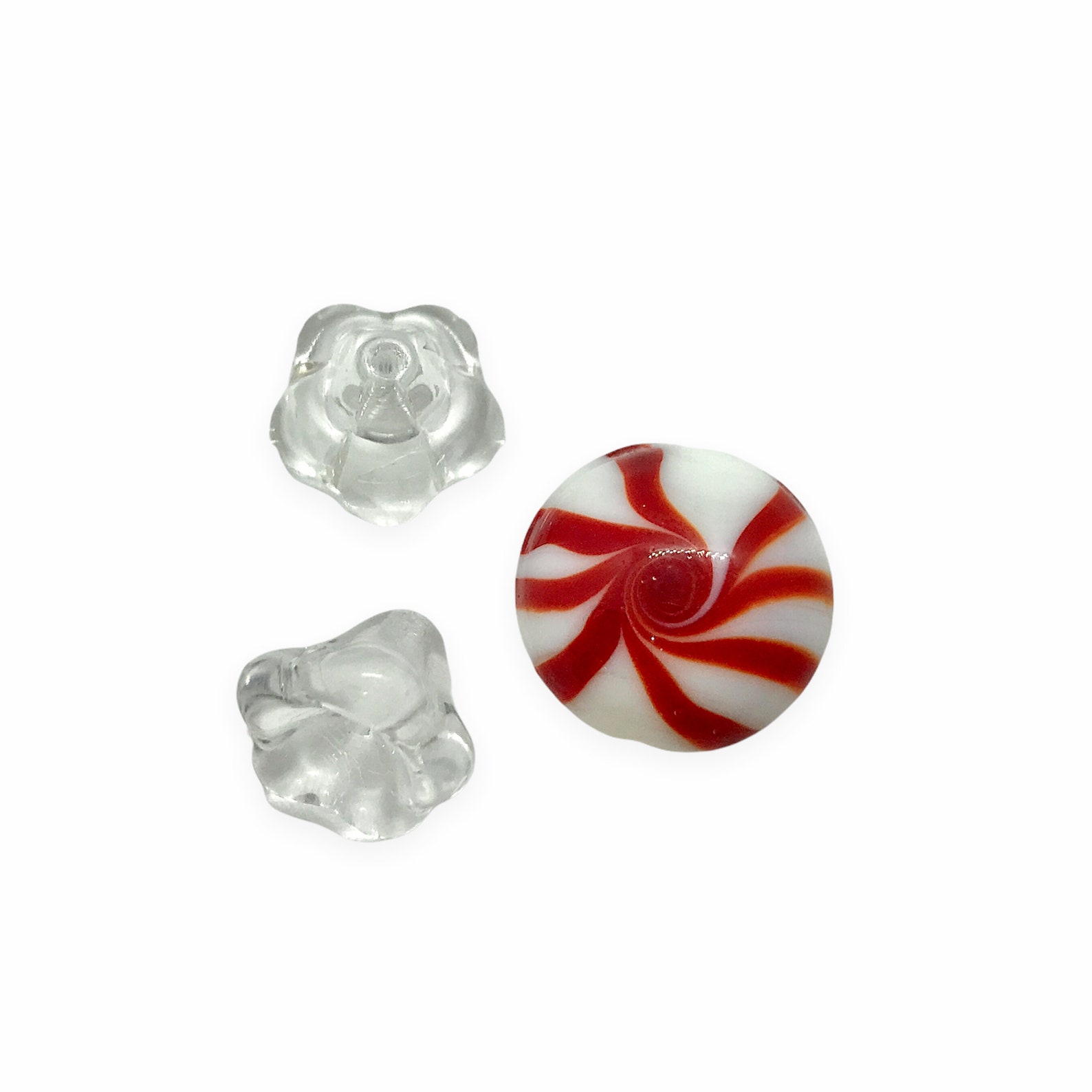 Wrapped Christmas Peppermint Candy Glass Beads Charms 4 Sets - Etsy