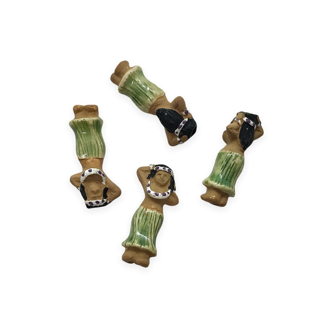 4pc Hawaiian Hula Dancer Girl Beads Hand Painted Ceramic - Etsy