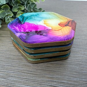 Rounded Hexagon Coasters - Set of 4 - Thick, Lightweight Acrylic Base ...