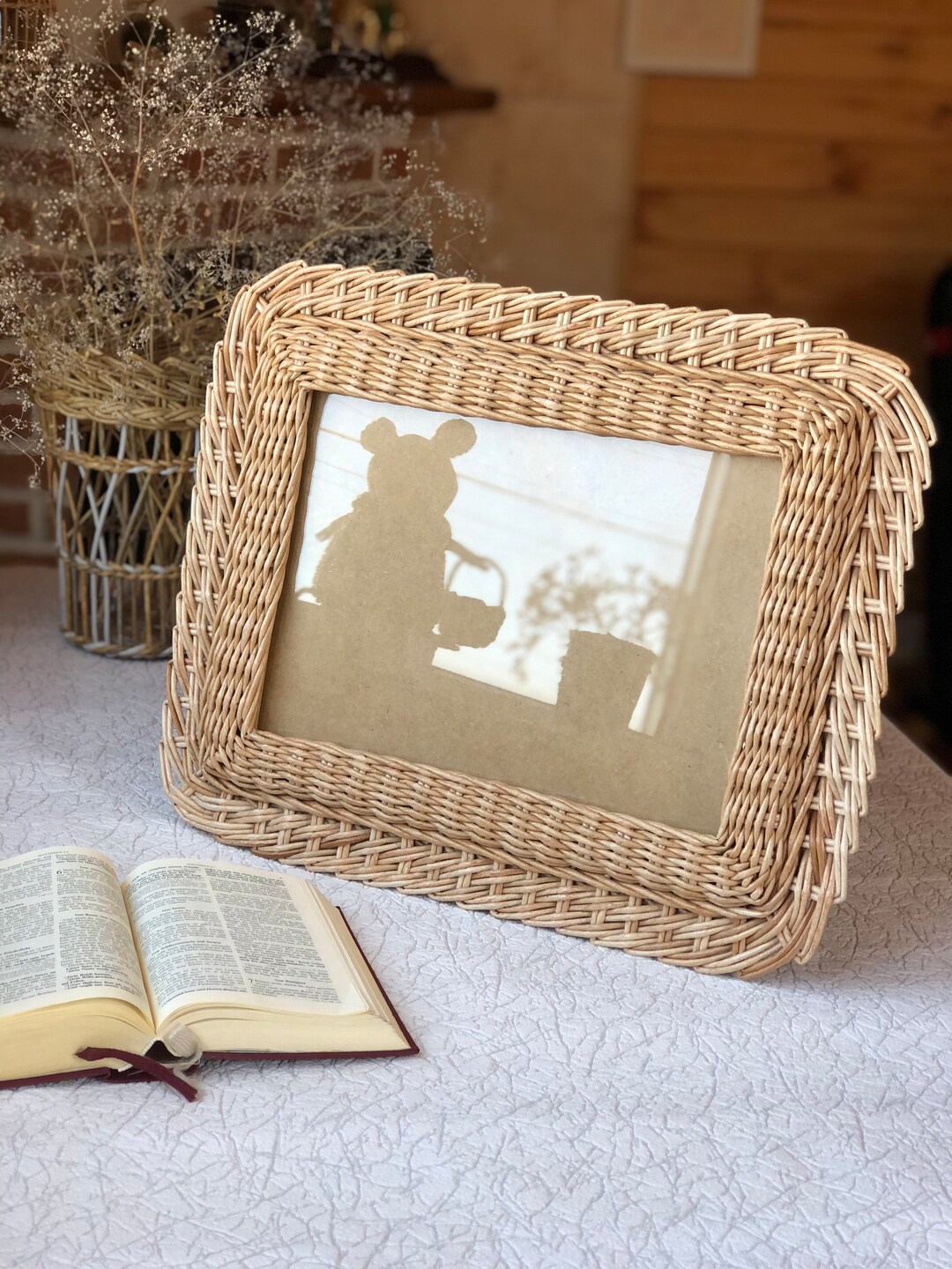 Woven Wicker Picture Frame: Boho Home Decor - Etsy