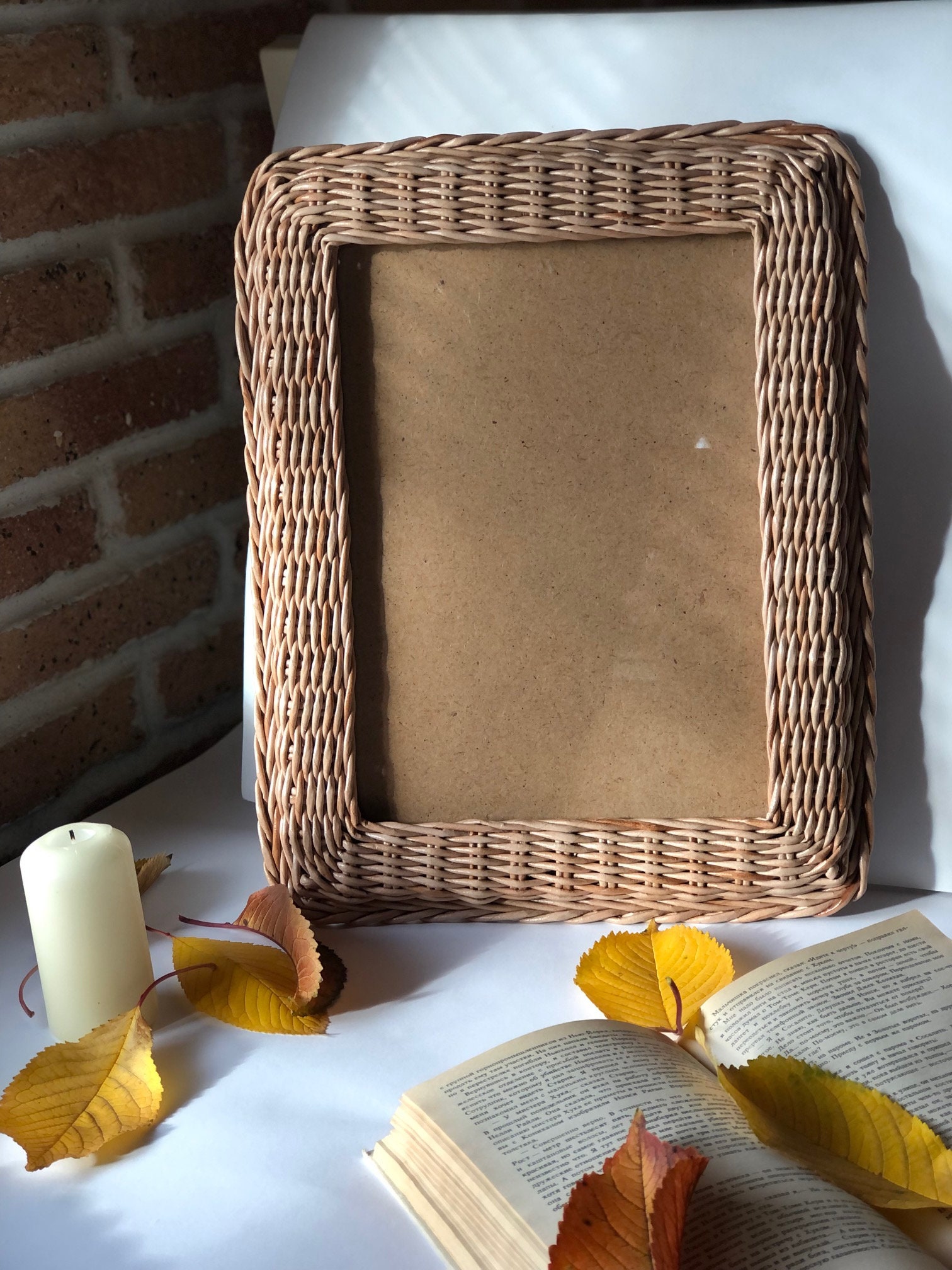 Wicker Picture Frame Wicker Photo Frame A3 Vintage Frames - Etsy