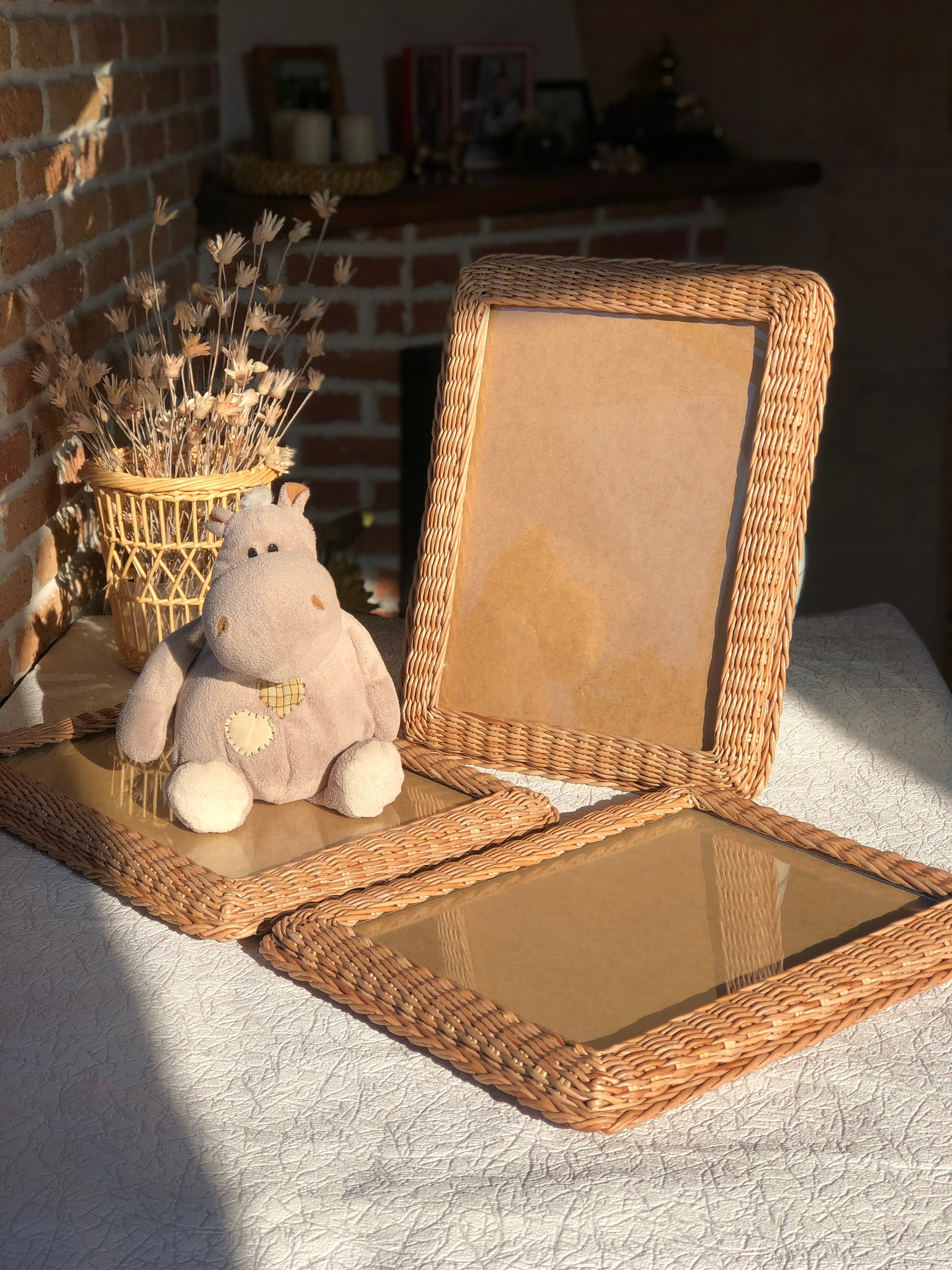 Wicker Picture Frame Wicker Photo Frame A4 Vintage Frames - Etsy