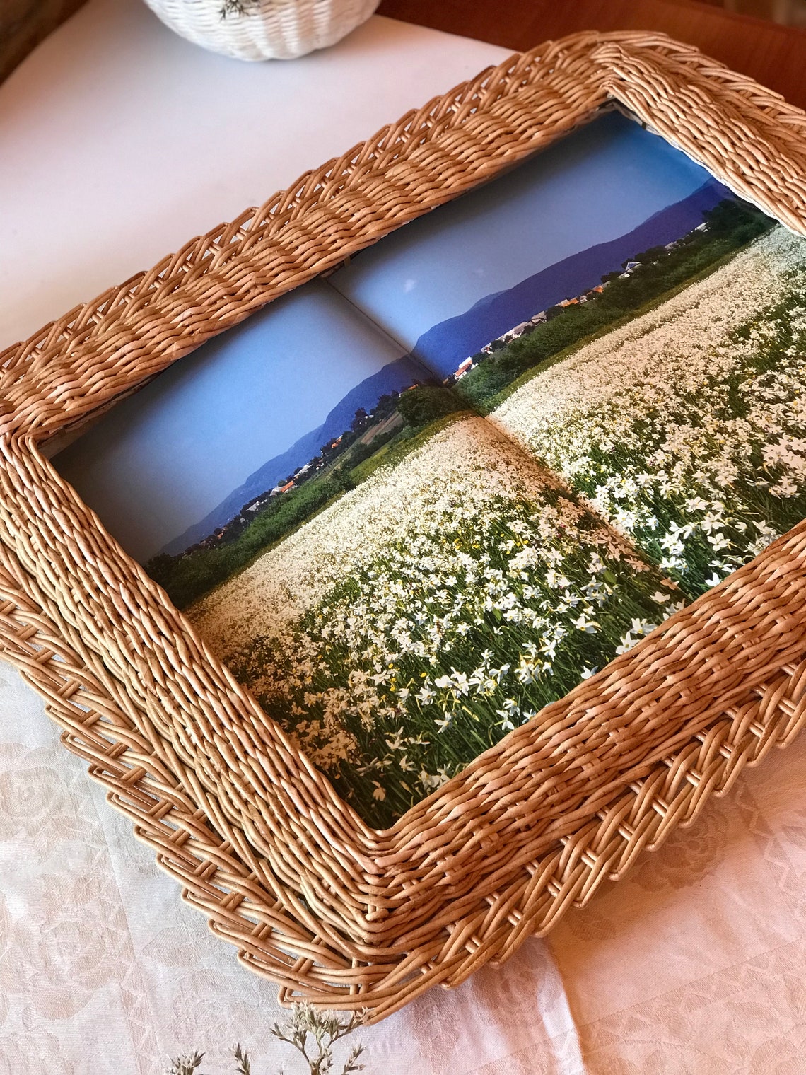 Vintage Style Wicker Picture Frame , Wicker Photo Frame A3, A4 ...