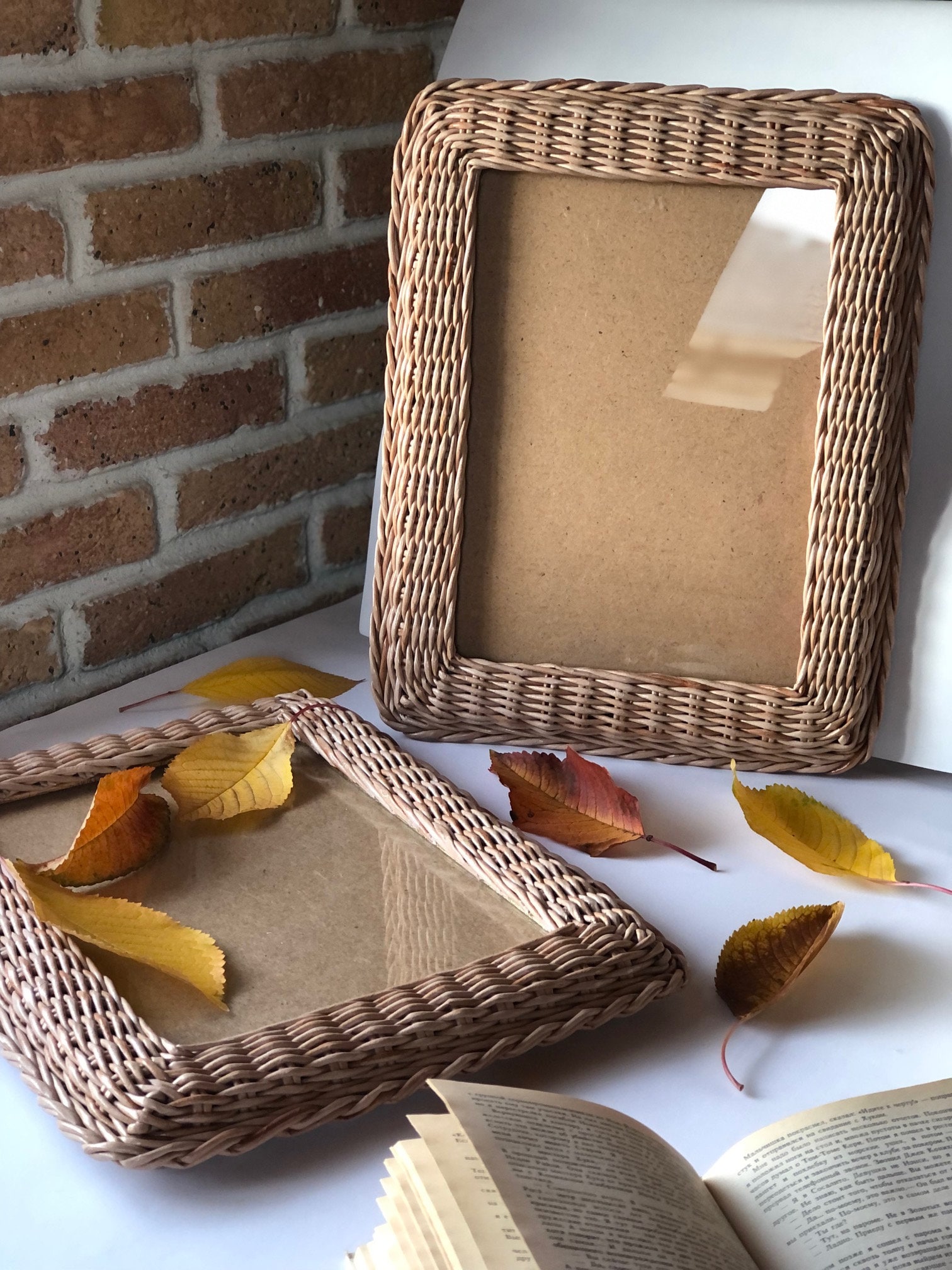 Wicker Picture Frame Wicker Photo Frame A3 Vintage Frames - Etsy