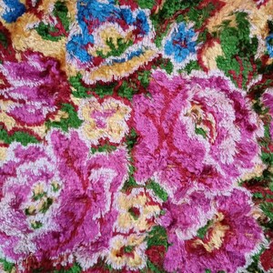 Vintage Red Velvet Bed Cover, Retro Large Shiny Fringed Floral Tapestry ...