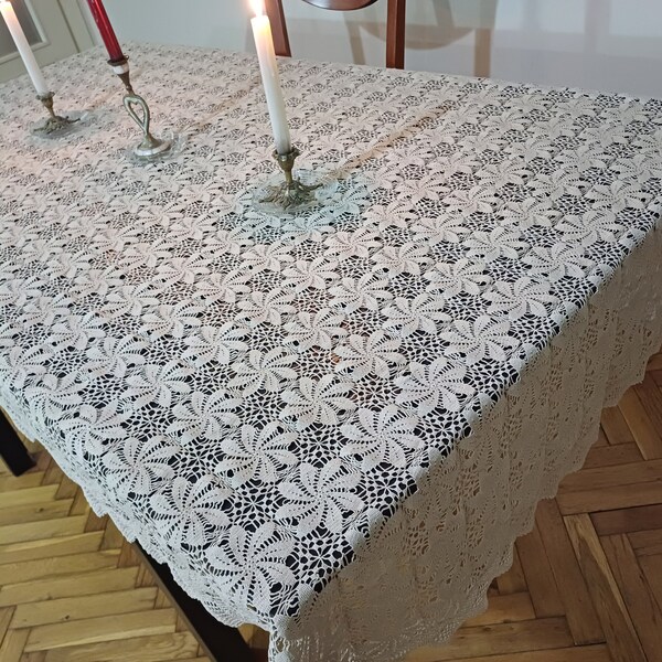 Hand Knitted Lace Tablecloth Pattern - Etsy