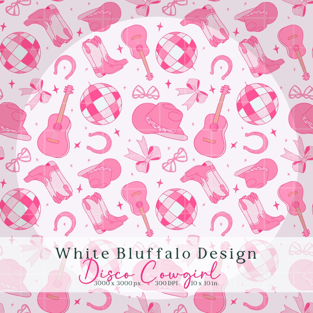 Disco Cowgirl Seamless Digital Pattern, Hand Drawn Cowgirl Pattern ...