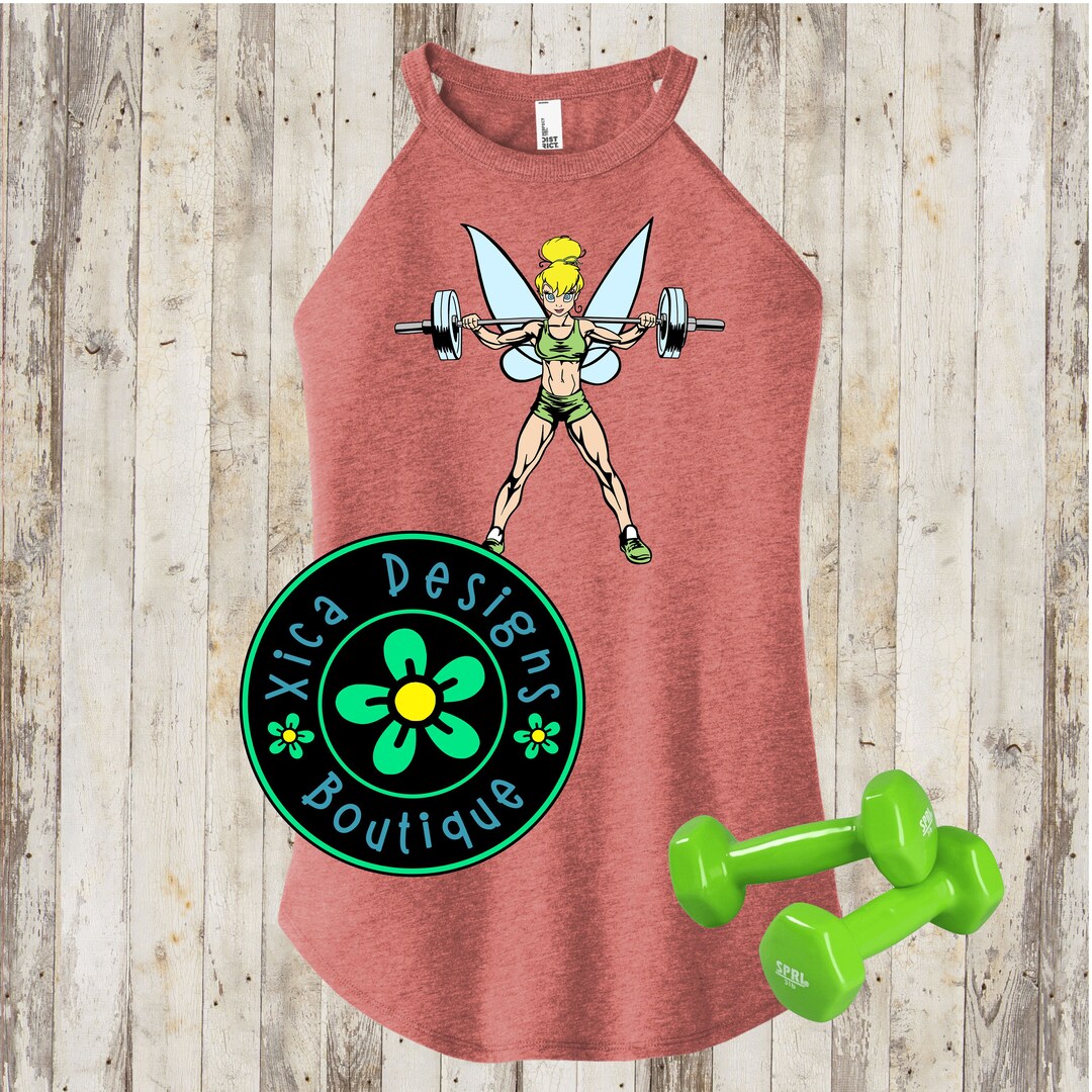 Workout Tinkerbell DTG Rocker, Tinkerbell Fitness DTG, Dtg Workout Tank ...