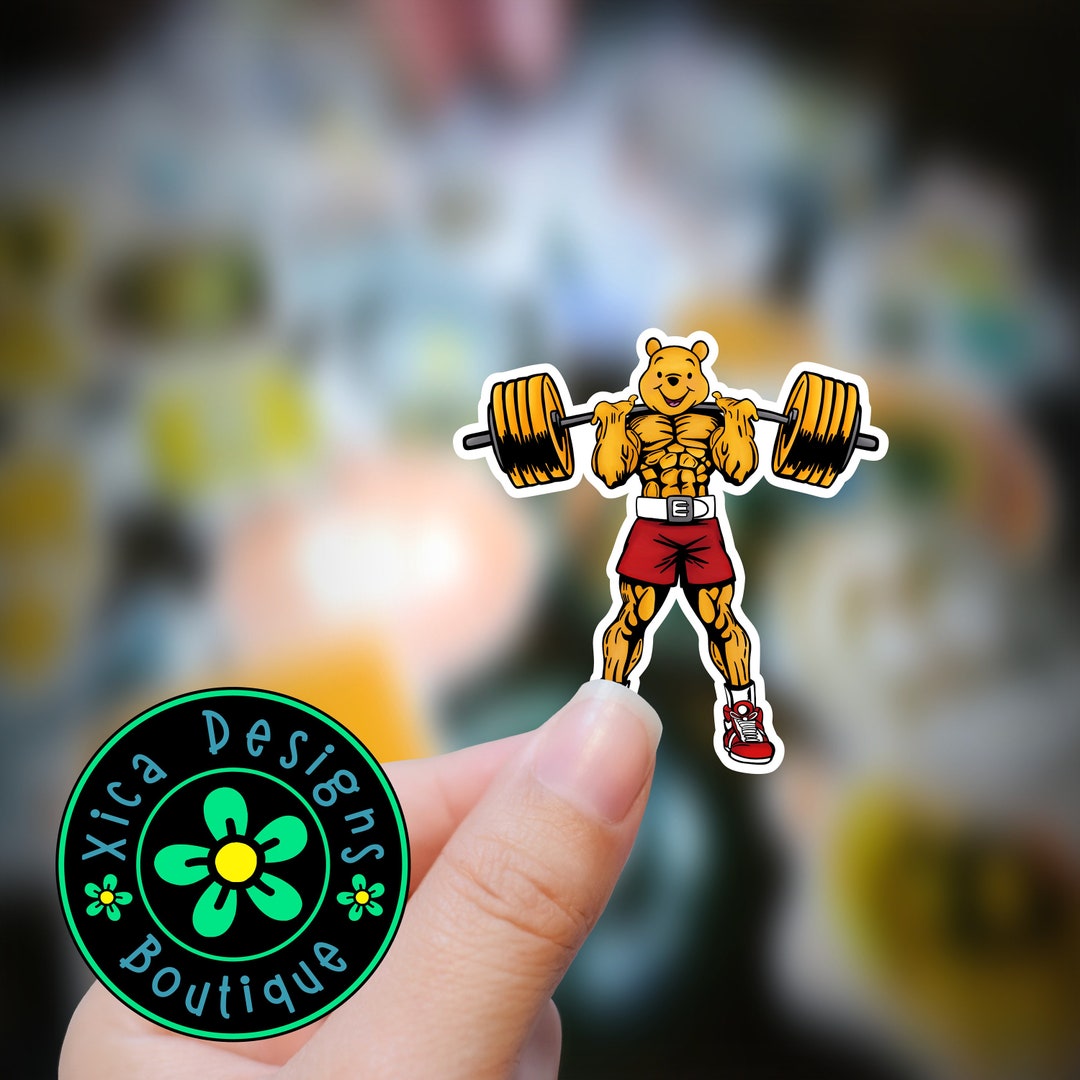 Workout Winnie the Pooh Waterproof Sticker: Gym Motivation Decal - Etsy