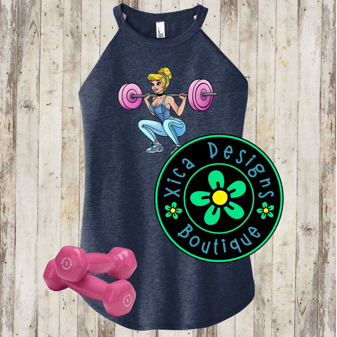 Squats Cinderella DTG Rocker Tank, Disney Princess Workout, Workout ...