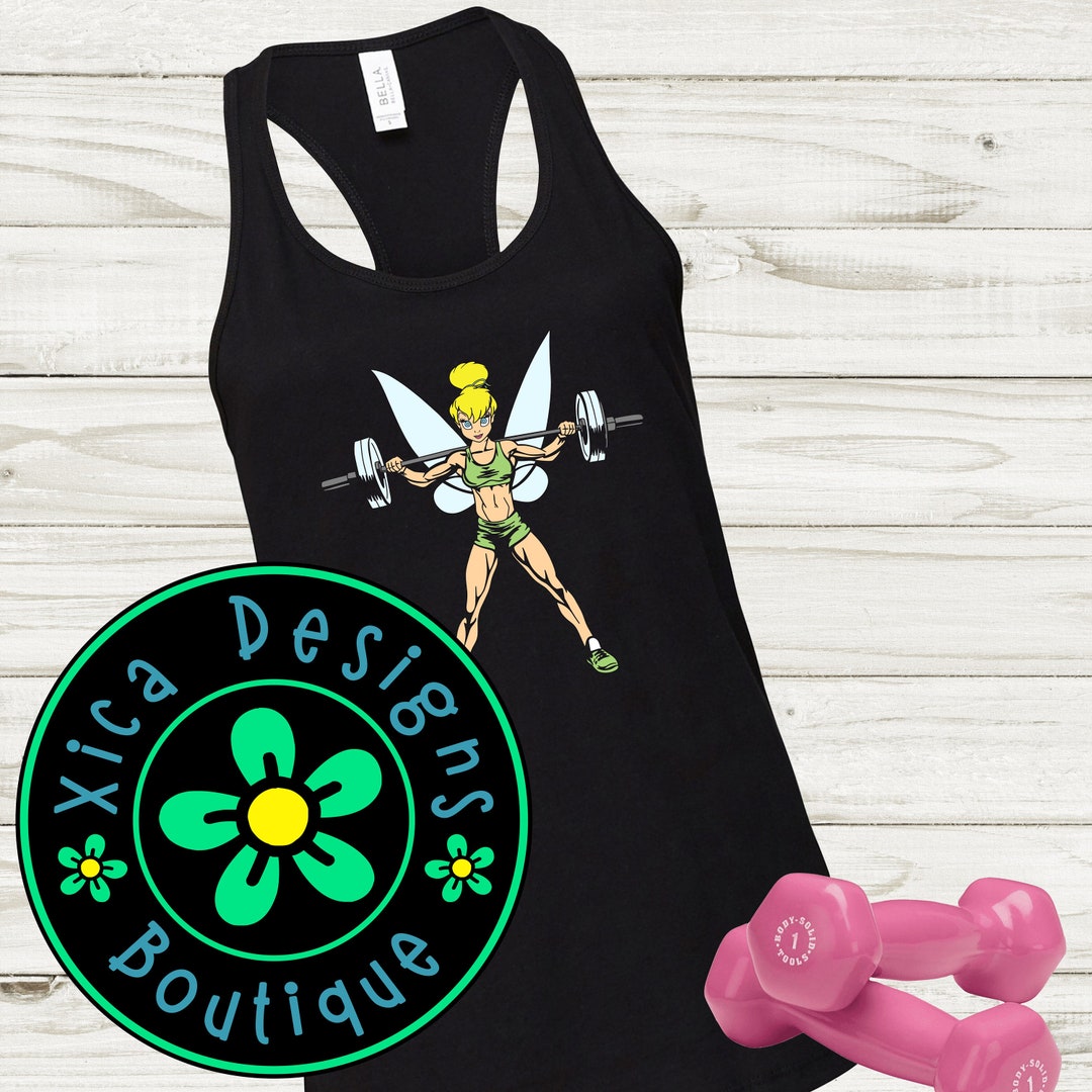 Disney Workout Tinkerbell With Barbell Shirt, Disney Workout Shirt ...