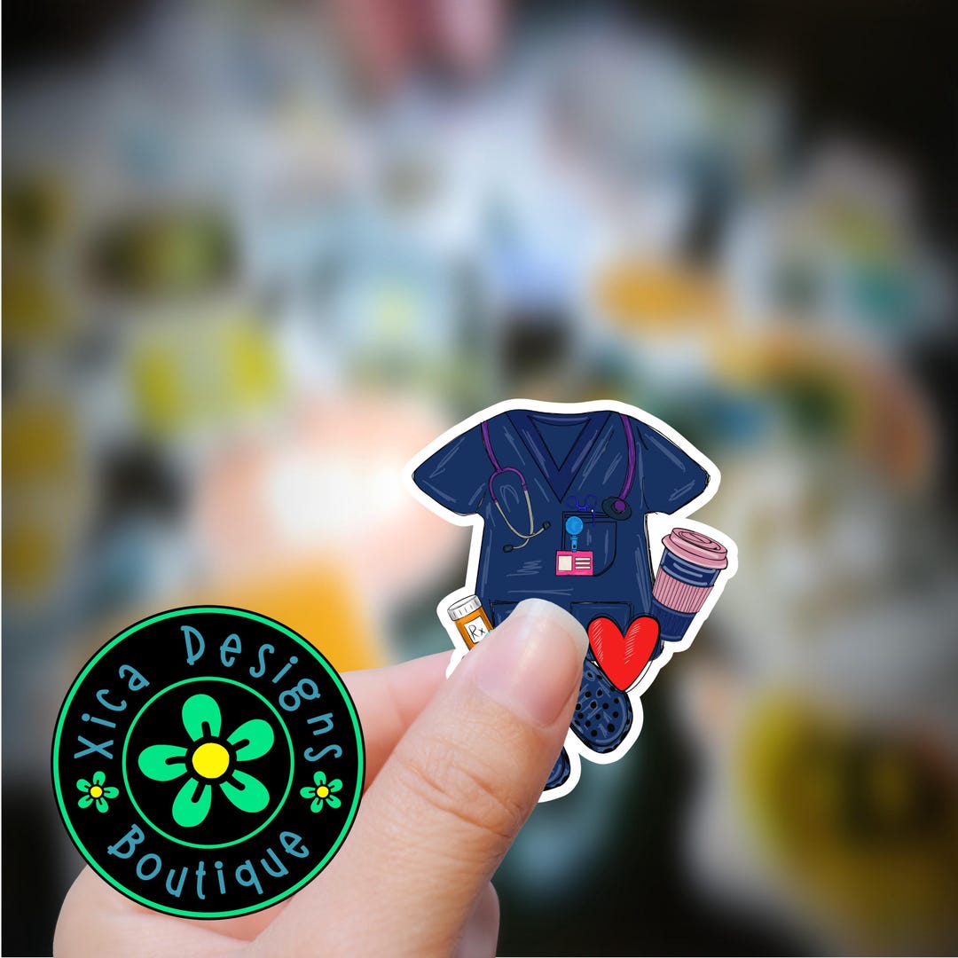 Nurse Scrub Sticker, Nurse Sticker, Coffee Sticker, Laptop Sticker ...