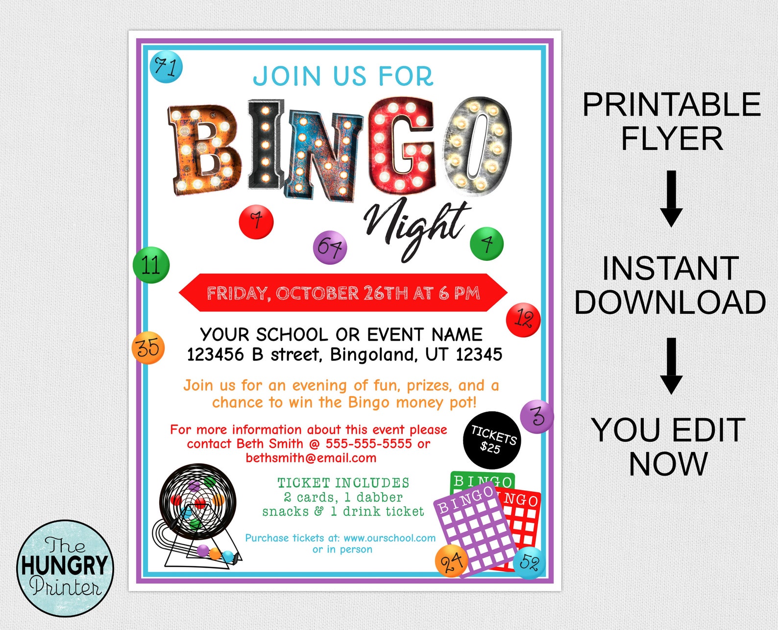 Bingo Night Flyer Back to School Bingo Bingo Fundraiser - Etsy