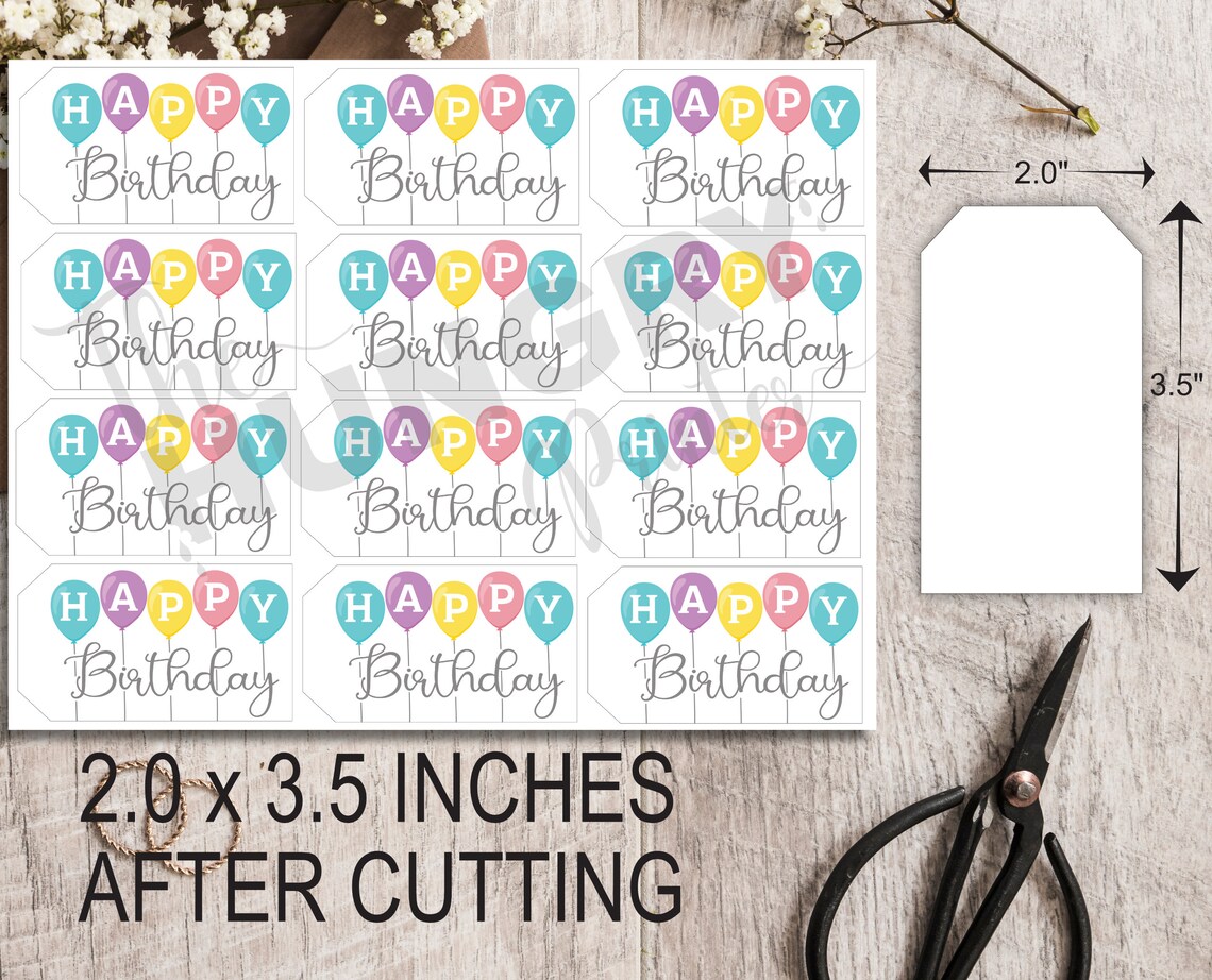Balloon Tags Birthday Tags Happy Birthday Tags Printable - Etsy
