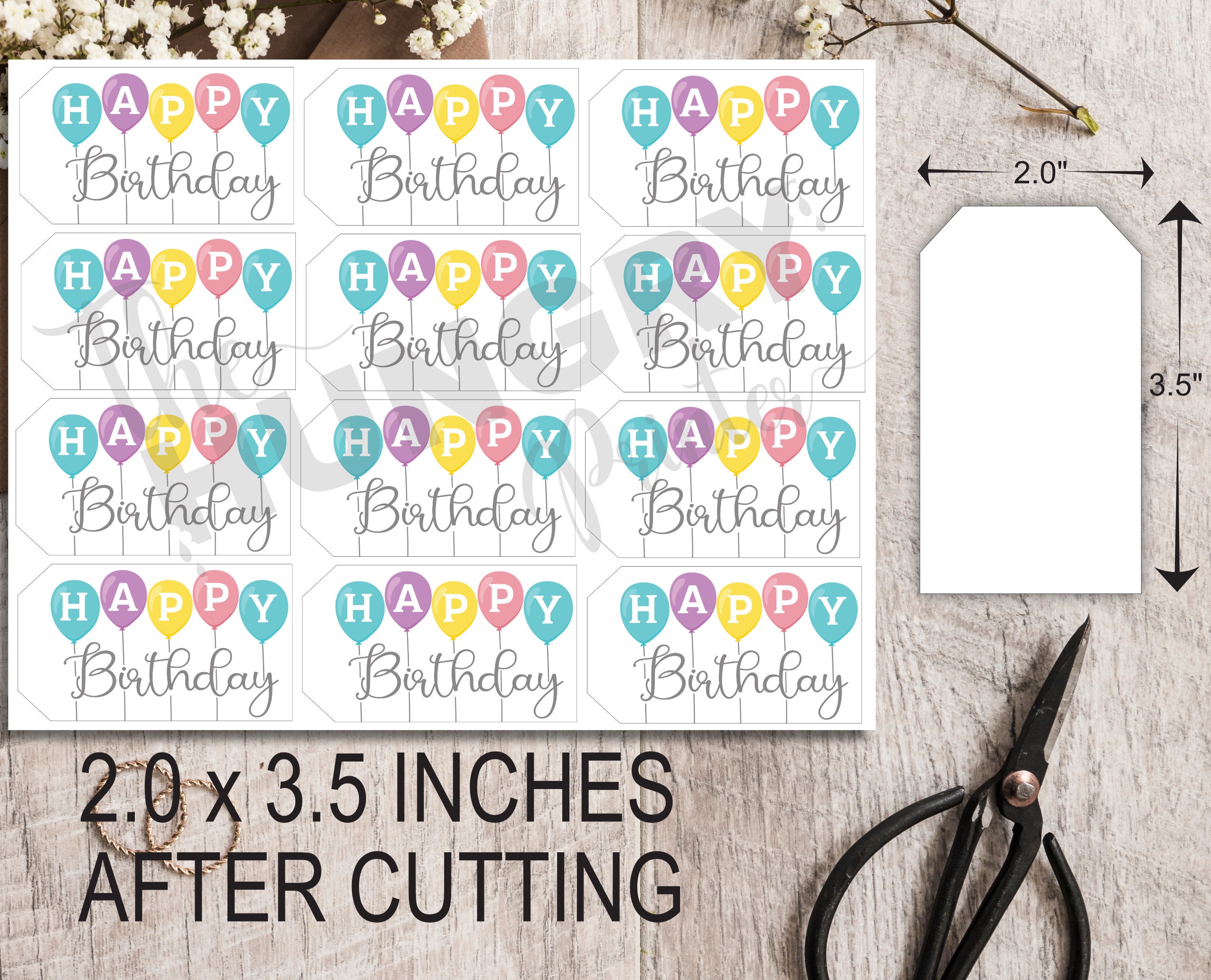 Balloon Tags Birthday Tags Happy Birthday Tags Printable - Etsy