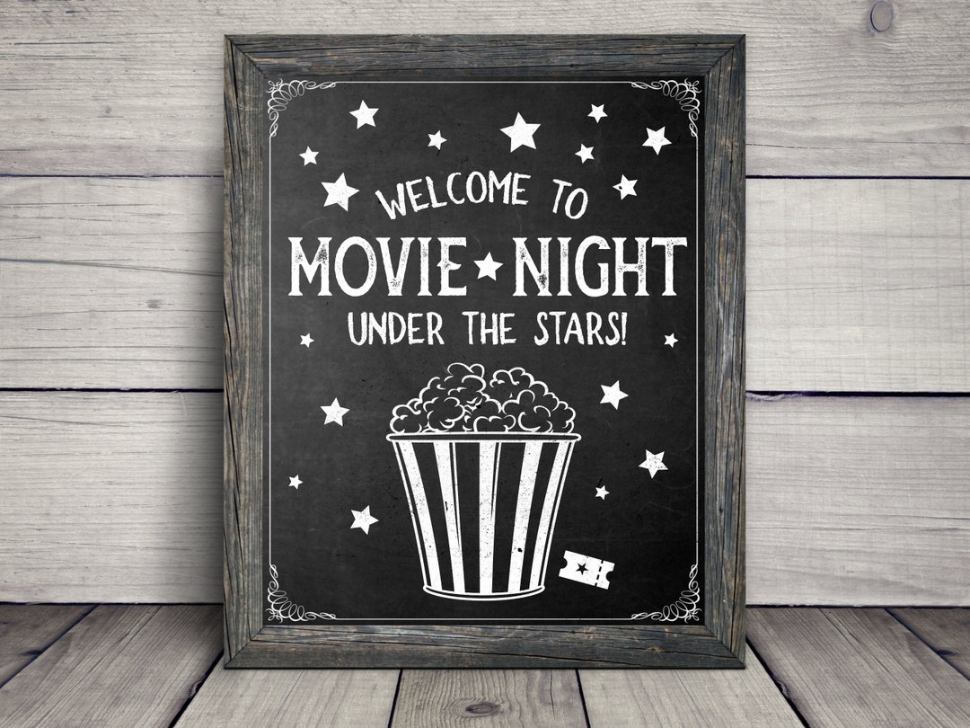 Movie Under the Stars, Movie Night Sign, Movie Theater Sign, Movie ...