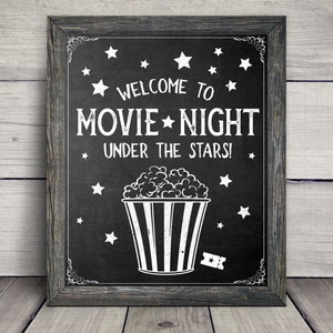 Movie Under the Stars, Movie Night Sign, Movie Theater Sign, Movie ...