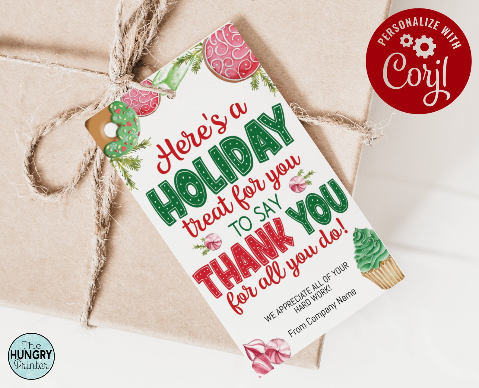 Holiday Thank You Tag, Christmas Appreciation Tag, Holiday Thank You ...