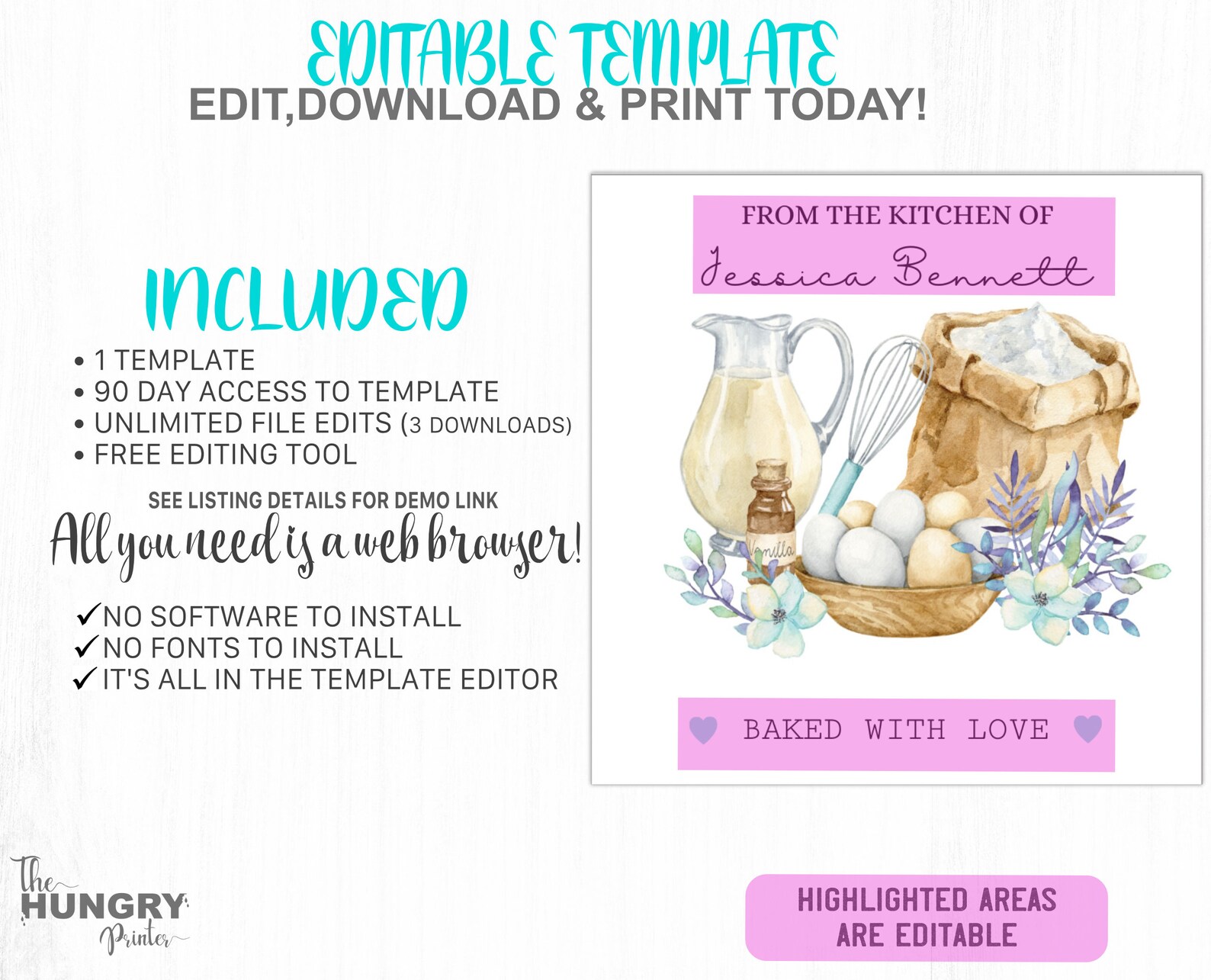 Printable Baking Labels Editable Baking Labels From the - Etsy