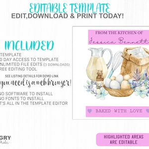 Printable Baking Labels, Editable Baking Labels, From the Kitchen of ...