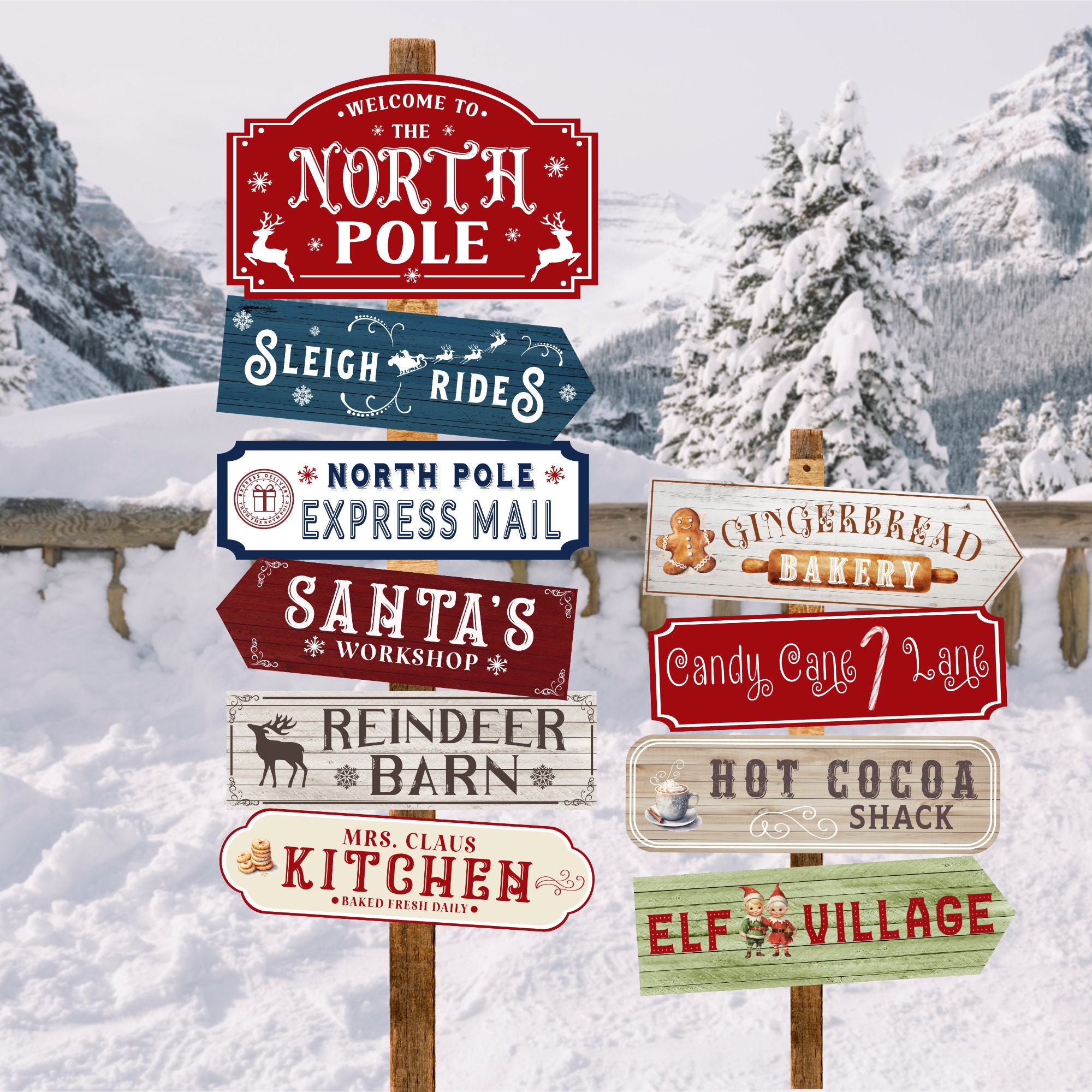 North Pole Directional Sign, Christmas Directional Sign, North Pole ...