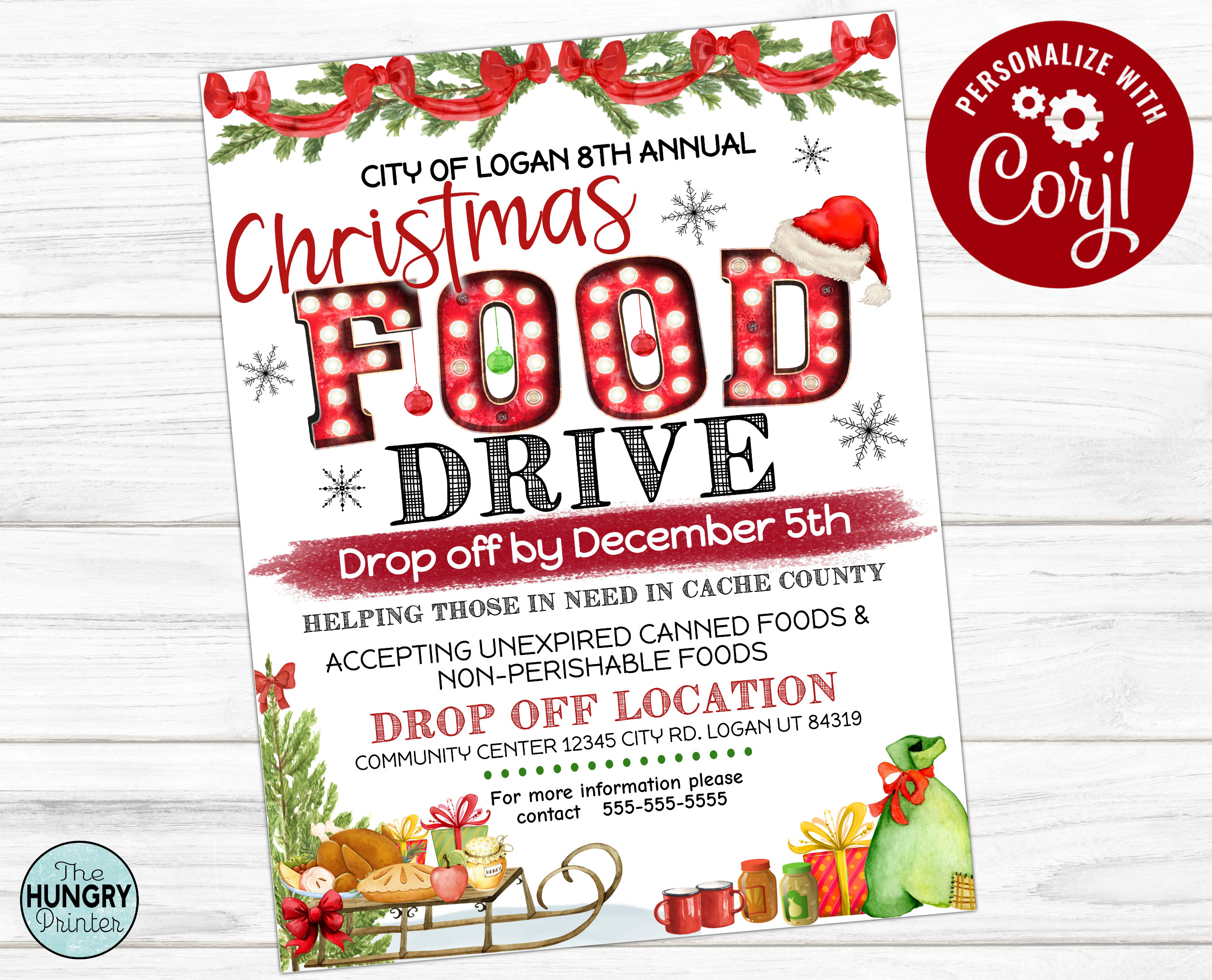 Holiday Food Drive Flyer Christmas Festival Flyer Editable - Etsy